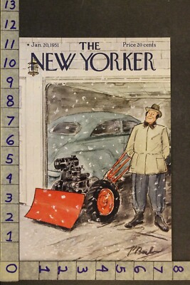 1-20-1951 NEW YORKER VINTAGE COVER BARLOW SNOW WINTER PLOW AUTO NYD20 ...
