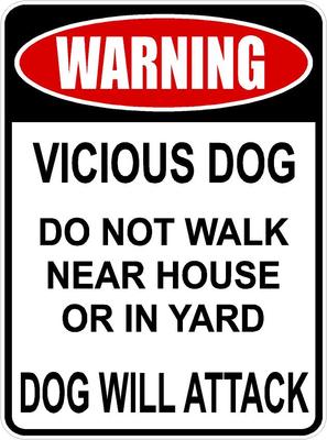 Warning Sign vicious BEWARE OF attack GUARD dog security patrol NO PET ...