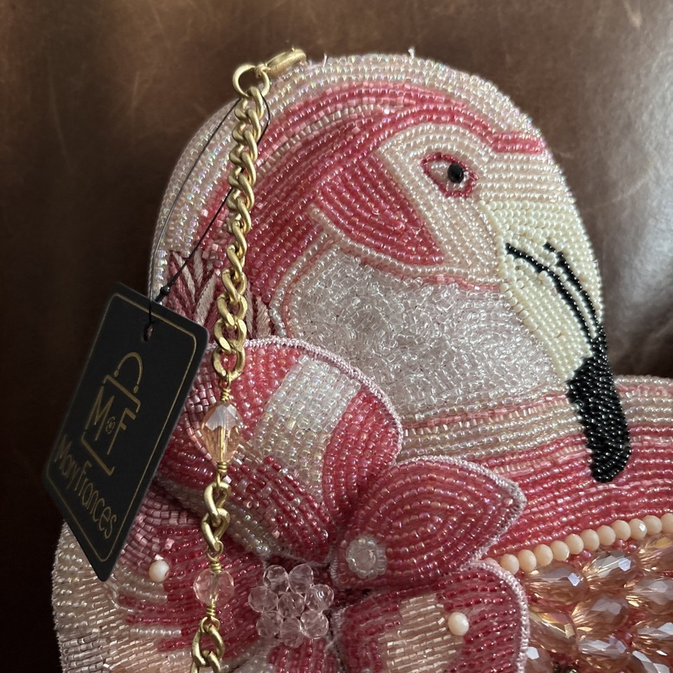 NEW W/ TAGS!! MARY FRANCES A LEG TO STAND ON BEADED FLAMINGO HANDBAG ...