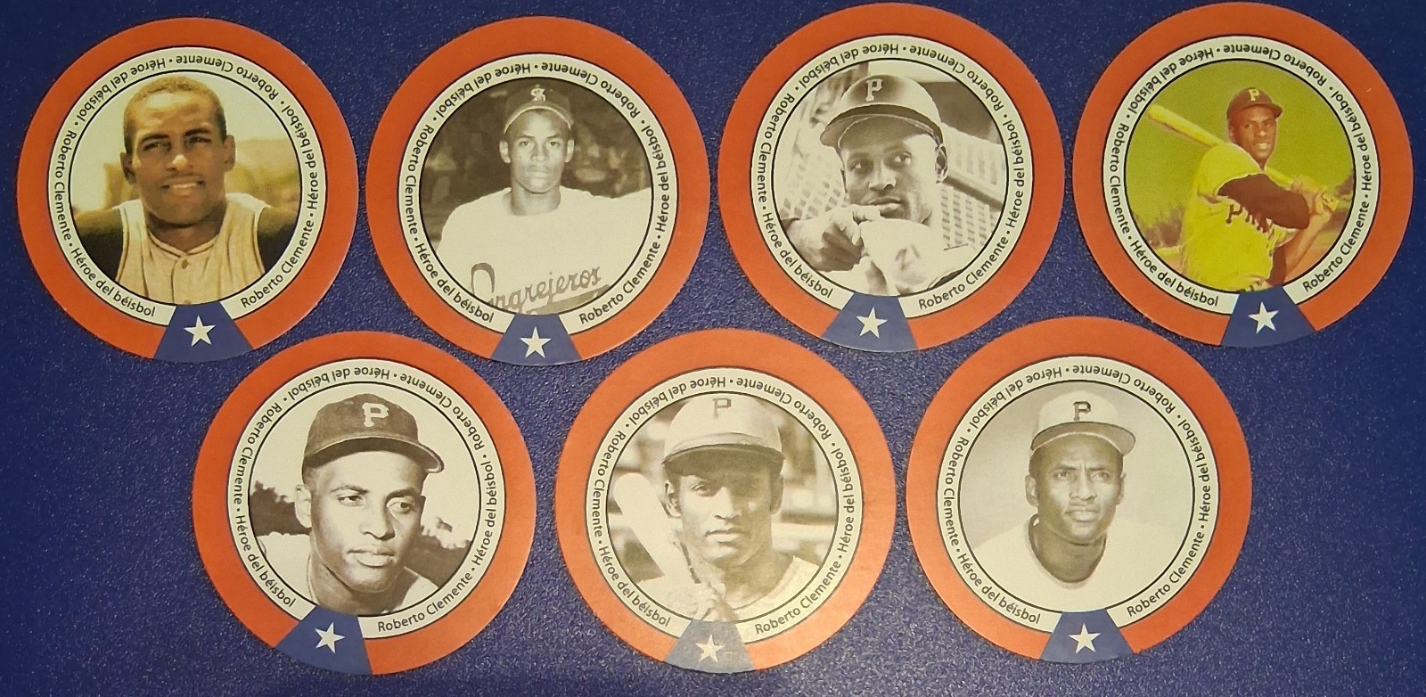(7) ROBERTO CLEMENTE Puerto Rico HEROE DEL BEISBOL Baseball Disc Cards ...