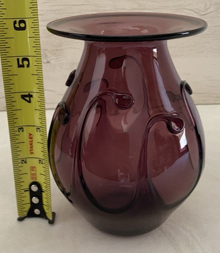 Bruce Cobb Art Glass Amethyst Purple Lily Pad Pattern Vase 6 inches | eBay