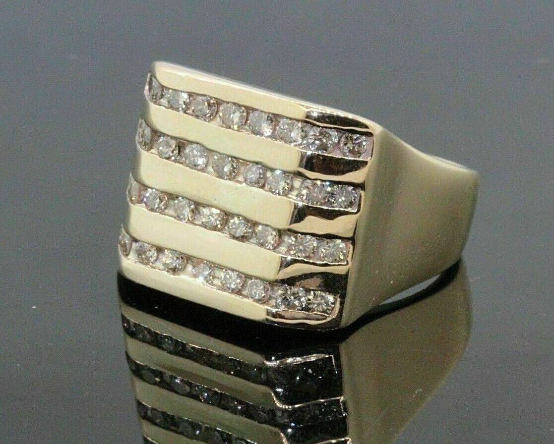 2 CT Round Simulated Diamond Men's Engagement Band Ring 14K Yellow Gold ...