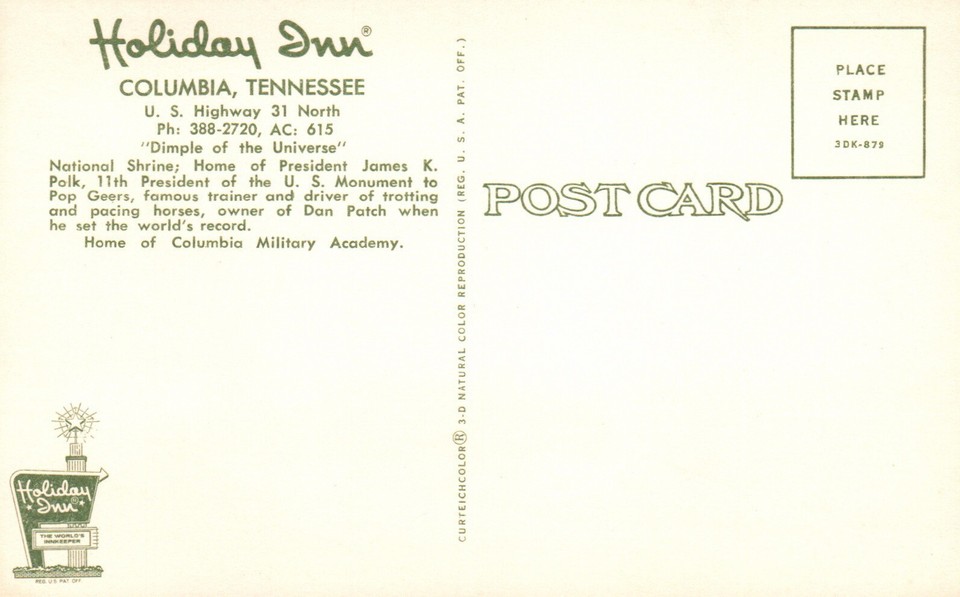 Postcard TN Columbia Tennessee Holiday Inn Old Cars Chrome Vintage PC ...