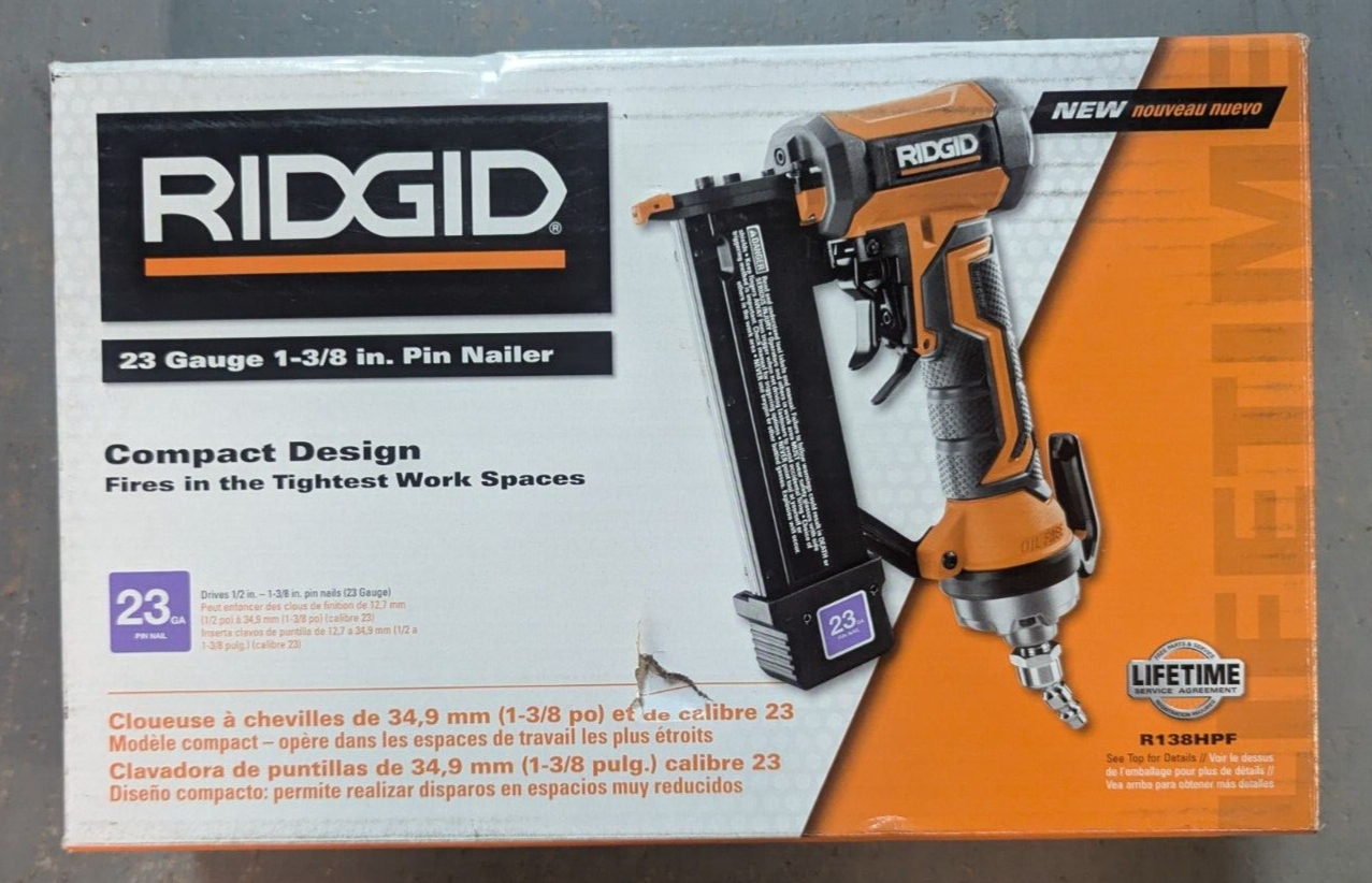 RIDGID 23GA 1/2" - 1-3/8" Pneumatic Pin Nailer R138HPF BRAND NEW ...