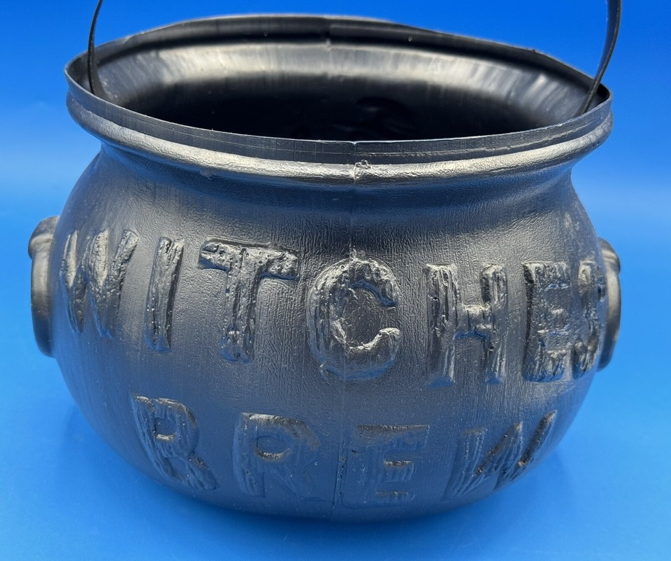 Vintage 1980’s Black Halloween Witches Brew Cauldron Blow Mold Candy ...