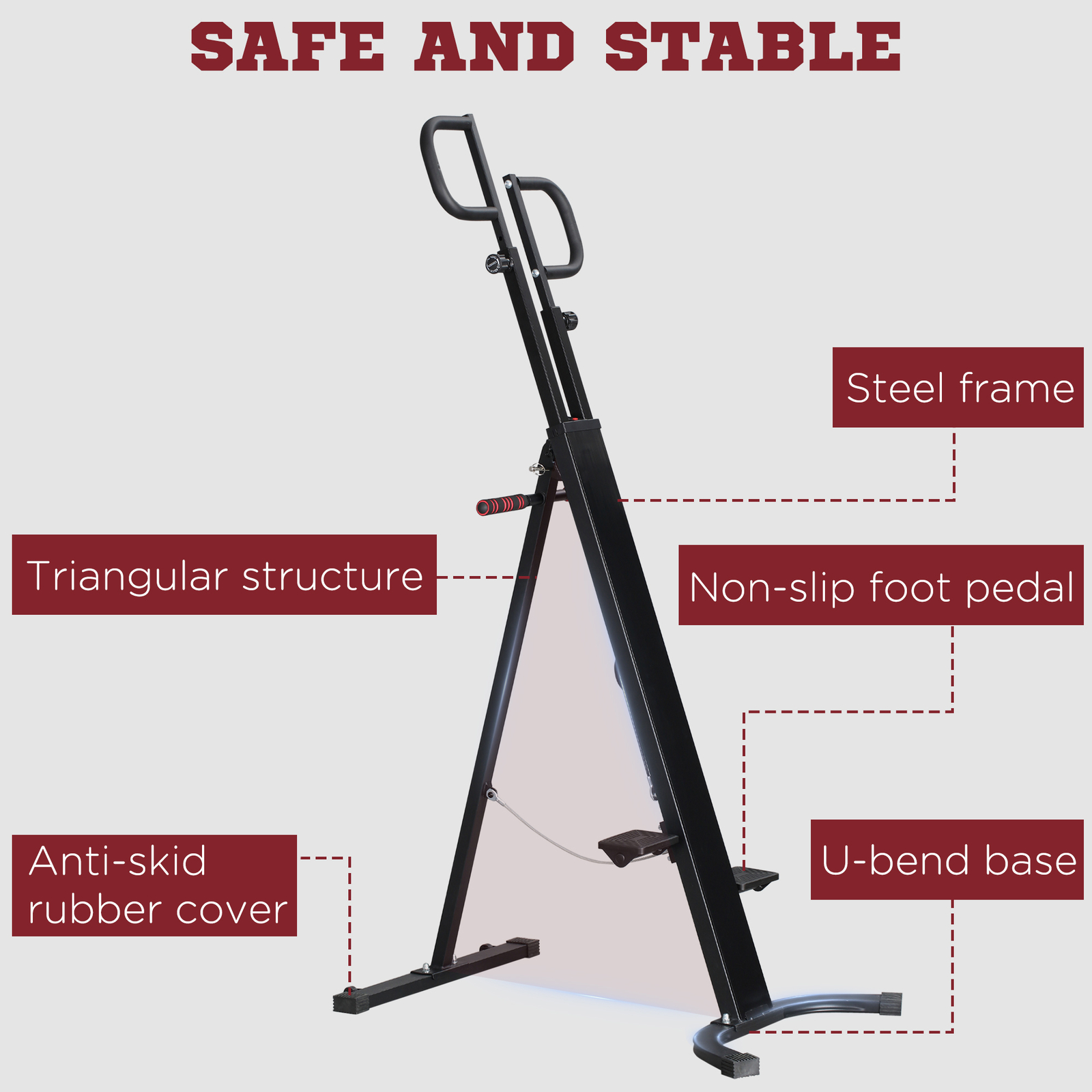 Folding Vertical Climber Height Adjustable with LCD Monitor and Wheels ...