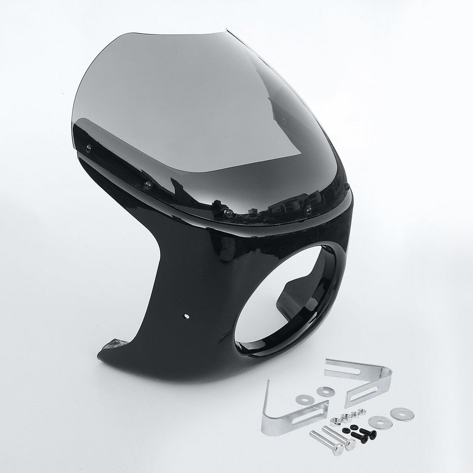 7" Round Headlight Lamp Fairing Windshield Windscreen Kit Universal ...