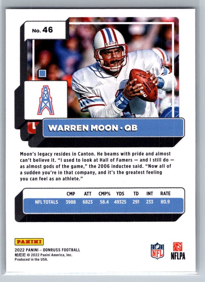 2022 Donruss #46 Warren Moon Houston Oilers Football Card | eBay
