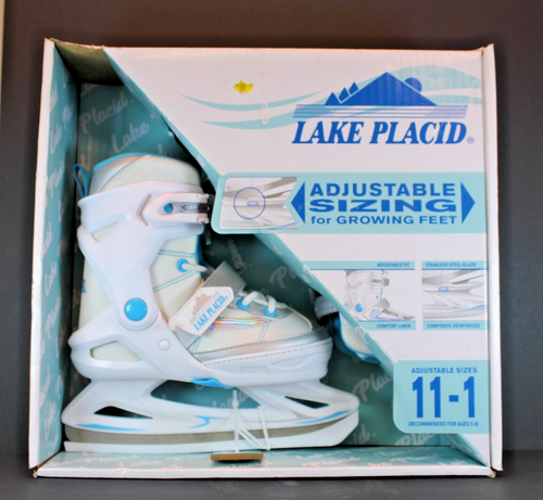 NIB Lake Placid Adjustable Ice Skates Youth 11-1 (Light Blue/White) | eBay