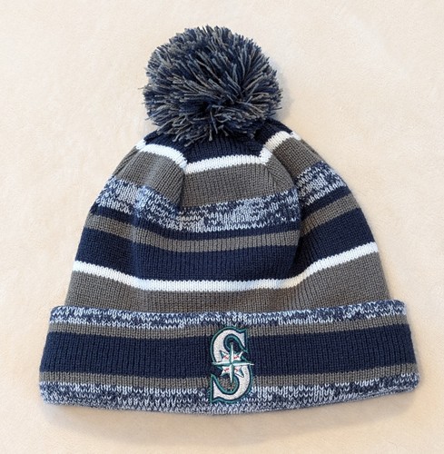 Seattle Mariners Fleece Lined Knit Beanie Pom Pom New Era MLB Hat | eBay
