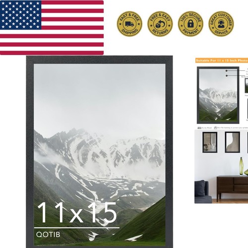 Modern 11x15 Picture Frame - Black Wood Frame for Vertical & Horizontal ...
