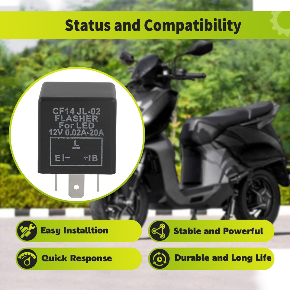 3-Pin CF14 CF-14 JL-02 EP35 LED Flasher Relay Fix For Turn Signal Hyper ...