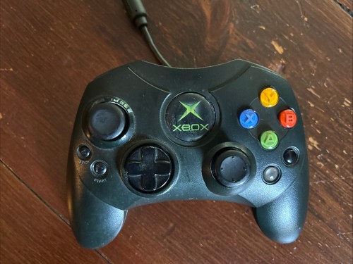 Original Xbox S Type Controller OEM Black Wired Cleaned & Tested Works ...