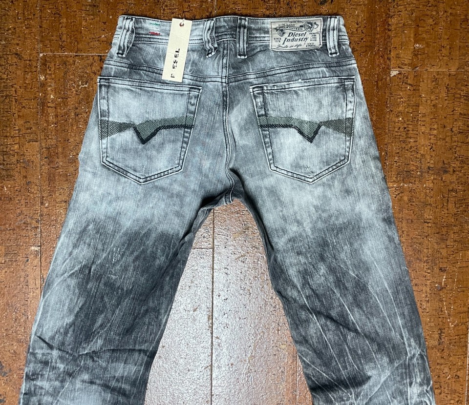 New DIESEL VIKER 8L4_STRETCH Classic Straight Gray Acid Wash Jeans 28/ ...