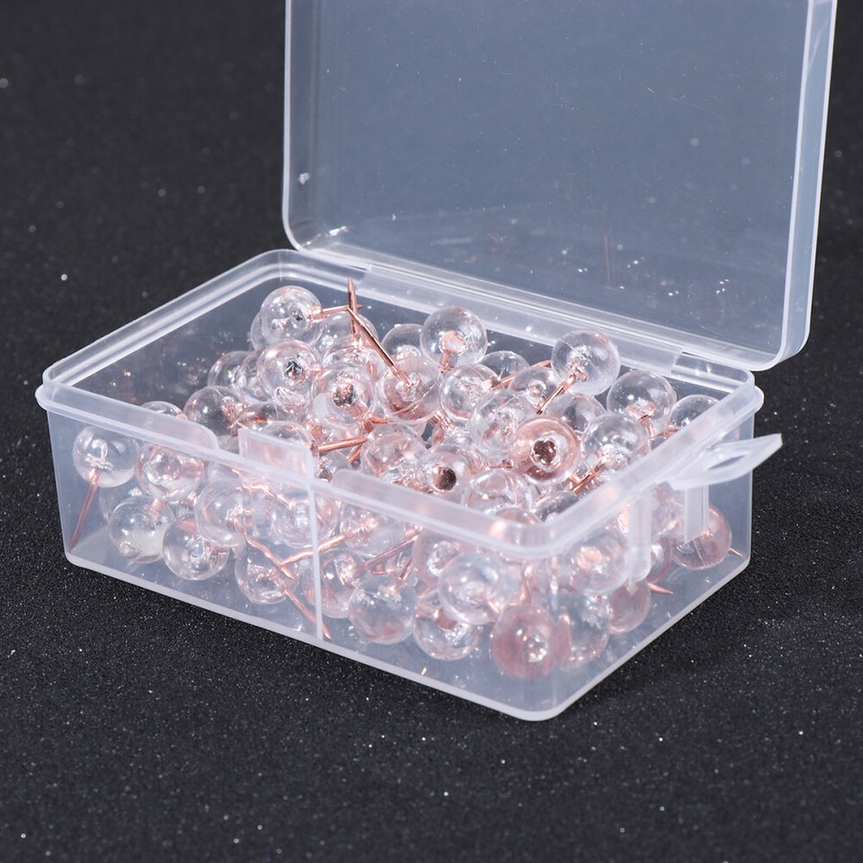 100 Pcs Cubicle PushPins Clear Thumb Tacks Transparent Thumbtack | eBay UK