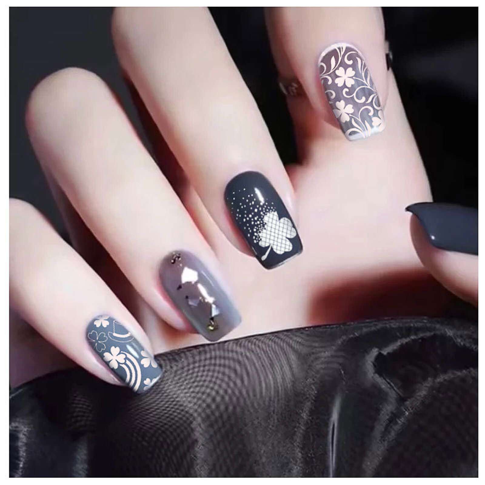 10Pcs/Set Plates with Silicone Clear Stamper Scraper Flowers T2V0 ...