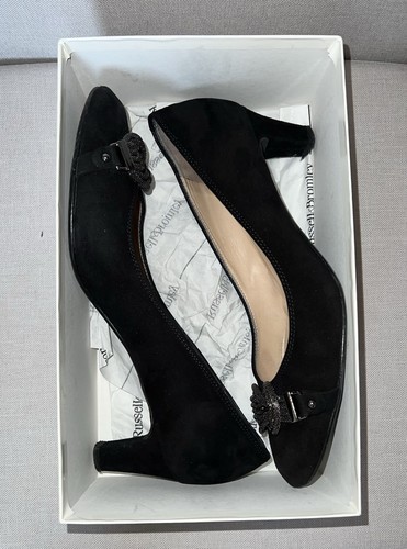 Russell & Bromley Black Suede Clasp Trim Court Heel Shoes | eBay UK