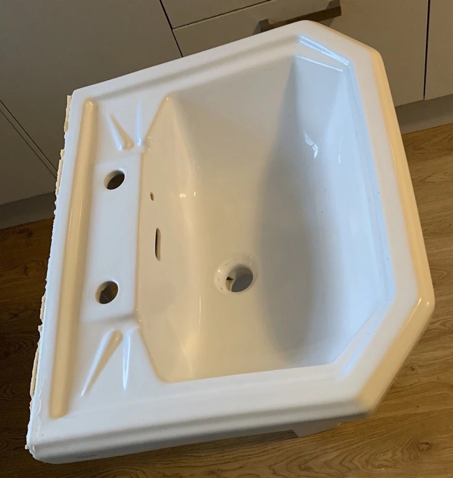 Traditional Hand Wash Basin & Pedestal Victorian Ceramic 2 Hole ...