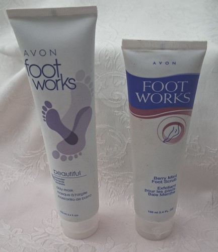AVON Foot Works Berry Mint Foot Scrub & Beautiful Lavender Clay Mask ...