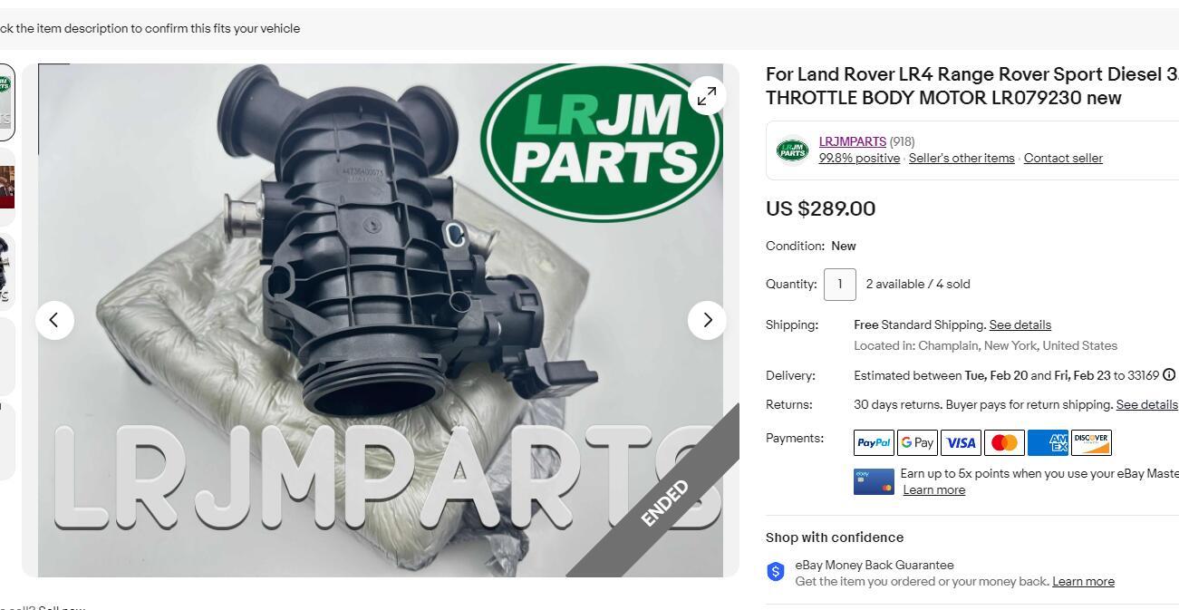 For Land Rover LR4 Range Rover Sport Diesel 3.0 THROTTLE BODY MOTOR ...