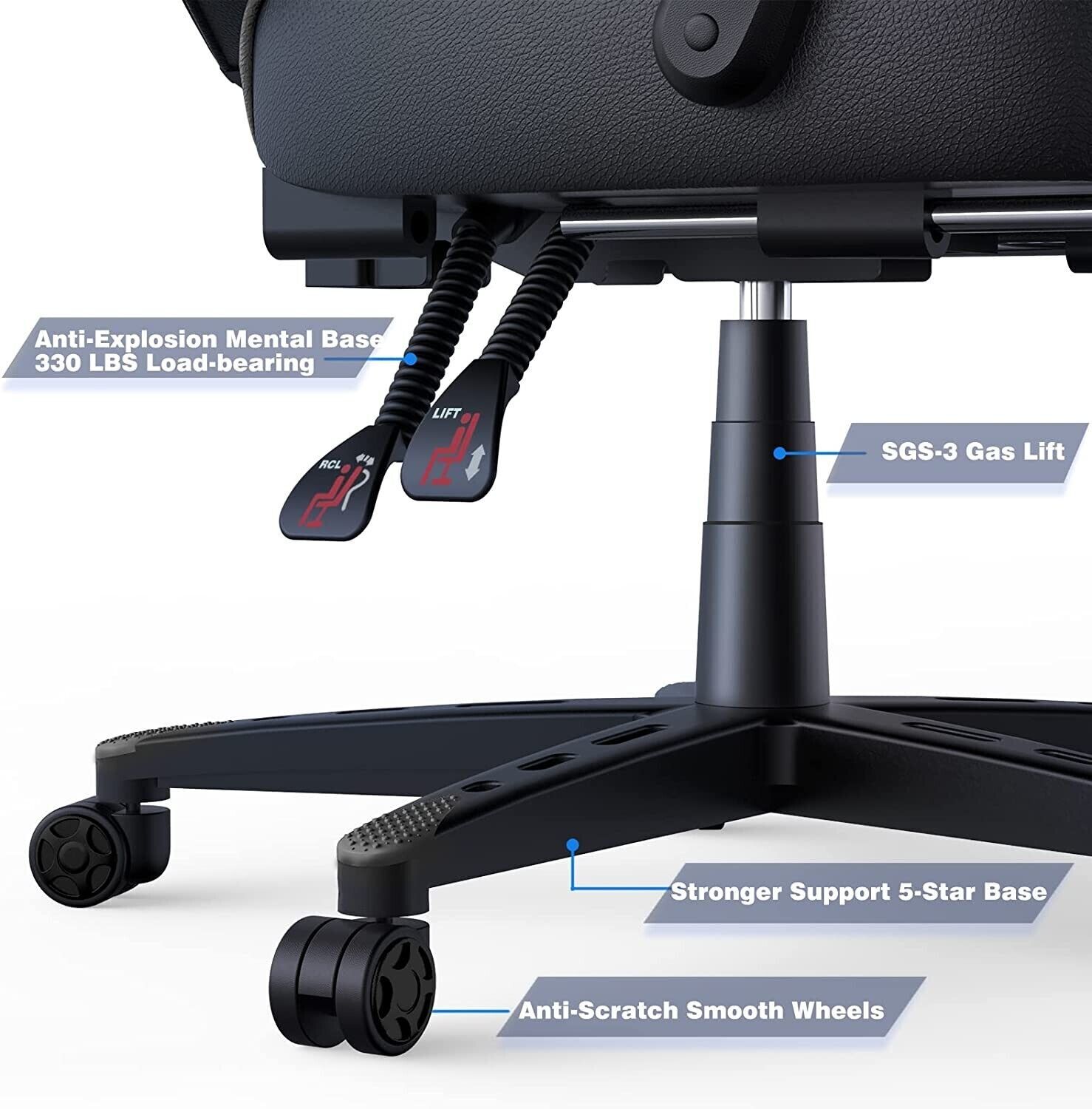 ELECWISH Gaming Chair Ergonomic Computer Office Chair Recliner Swivel ...