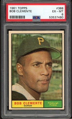 1961 TOPPS #388 ROBERTO CLEMENTE PIRATES PSA 6 EX-MT SET BREAK 503154 ...