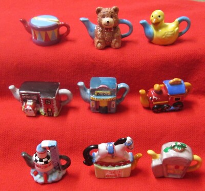 Red Rose Mini Teapot Figurines Lot of 9 hblc2 | eBay