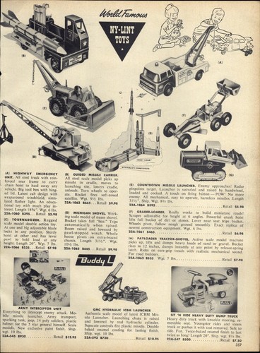 1960 PAPER AD Toy Missile Carrier Buddy L Army Structo Fire Truck Tonka ...