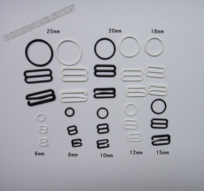 100pc Coated Metal Bra strap Adjustment Clasp slides Rings Hooks Figure ...