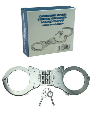 Kombat UK Handcuffs Triple Hinged Elite Steel Speed Cuffs Security ...