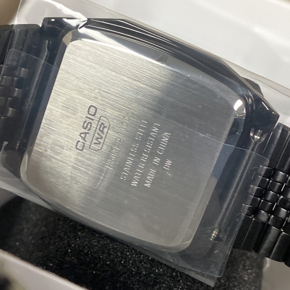 Casio A1100B-1 Black Vintage Series Ion Plated Alarm Stopwatch Digital ...