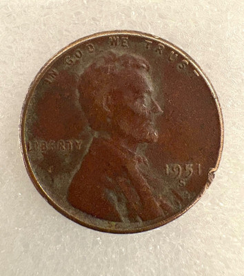 RARE 1951 S Wheat Penny Coin Error Die Cracks on Rim, Off-center, L on ...