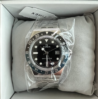 Timex Q Gmt Batman Blue Black 38mm Stainless Steel With Box & Papers ...