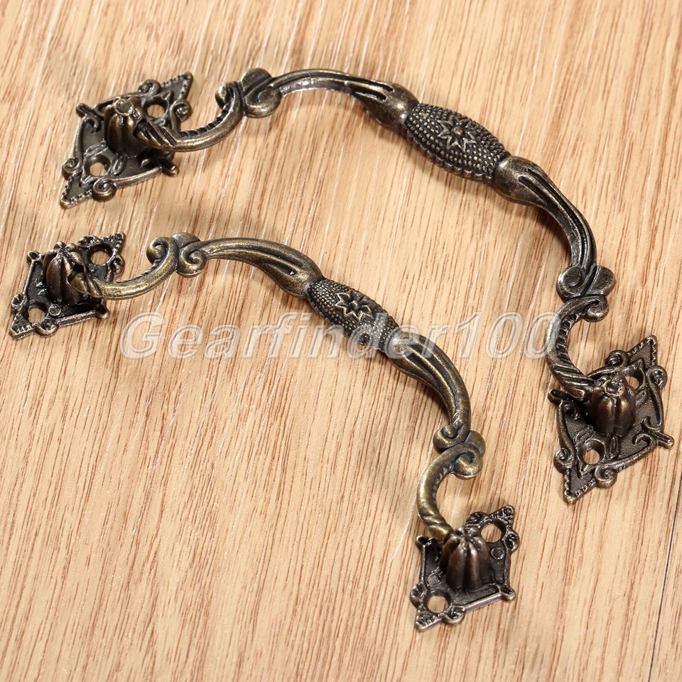 HQ Antique Brass Cabinet Box Pull Handle Cupboard Drawer Desk Dresser ...