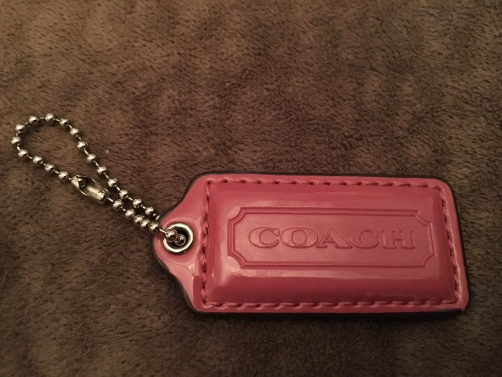 COACH Tags 2 Beige & Pink Keychain Hangtag Leather Embossed Charm Fob ...