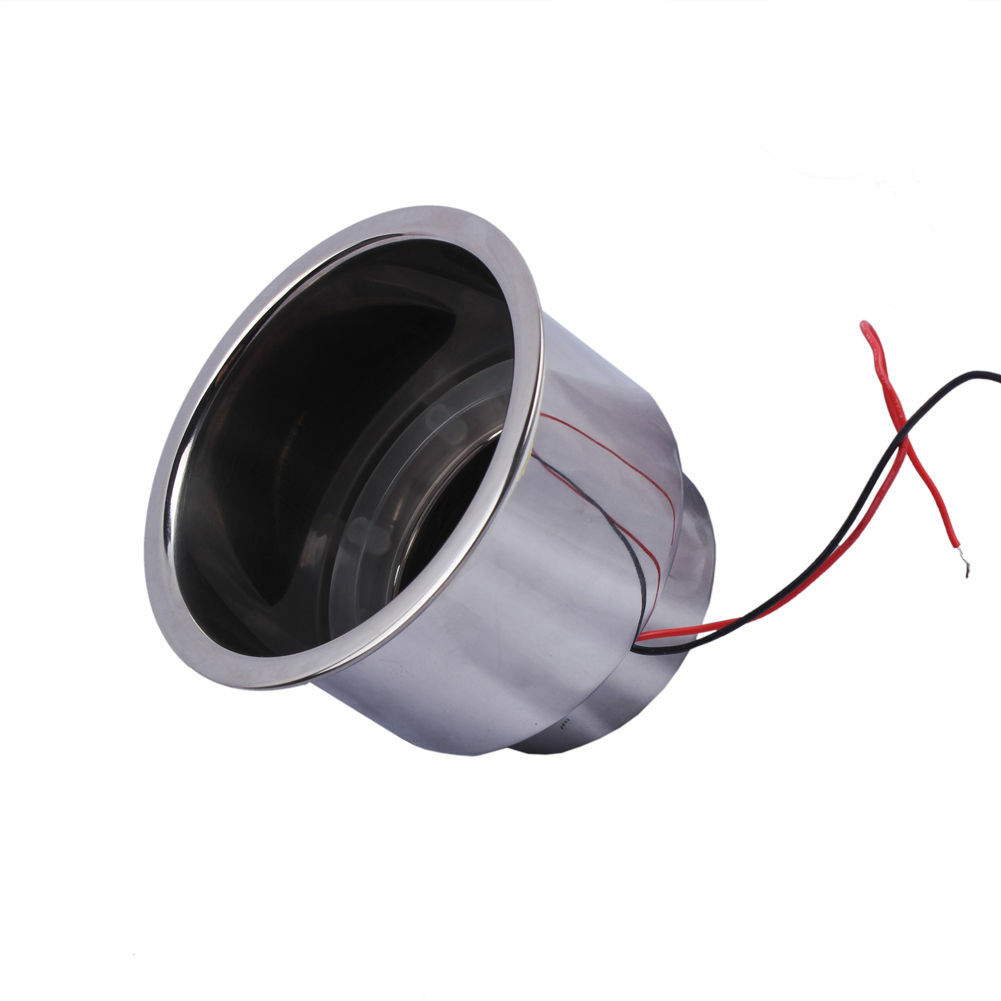 4Pcs Stainless Steel Car Drink Holder Blue LED Light Cup Holder ...