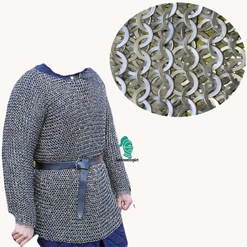 Chainmail shirt ,10 MM Flat Ring Flat Riveted Chainmail -Full Sleeves ...
