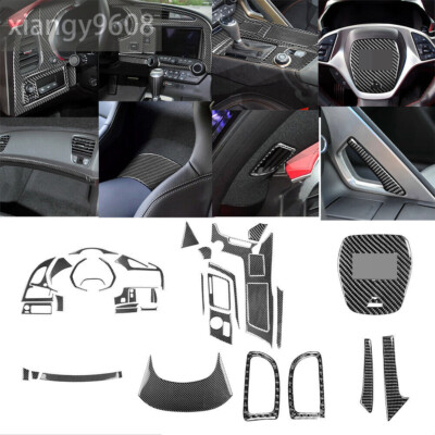 37Pcs For Corvette C7 2014-19 Carbon Fiber Interior Full Set Decorative ...