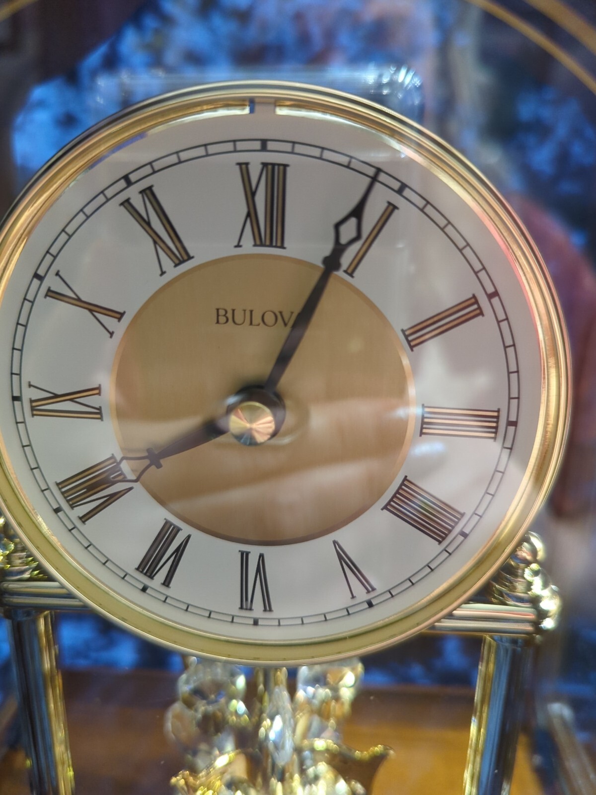 Bulova Clocks B1845 Durant Walnut Wood and Glass Revolving Pendulum ...