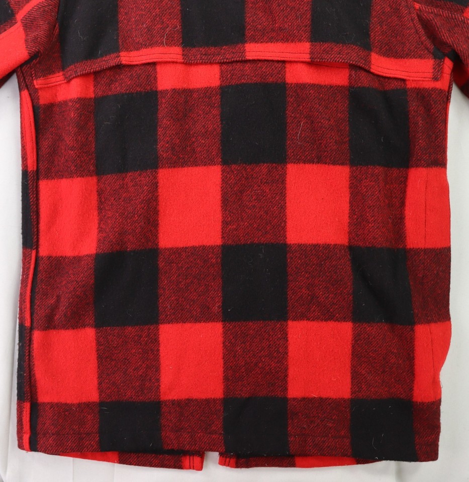 VTG WOOLRICH US Mens 40 S M Long Tall Red Plaid Wool Mackinaw Field ...
