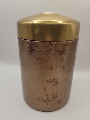 Vintage Brass Copper Humidor Aztec Clay Cigar Humidifier Container 7"x ...