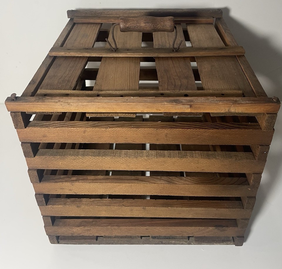 Antique Wooden Egg Crate 13" x 12-1/2" x 12-1/2" | eBay