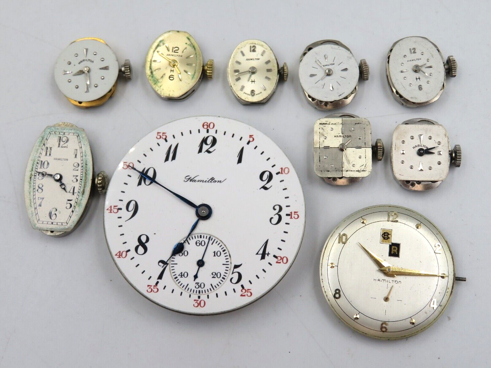 Lot of 10 - Hamilton Pocket Watch Movements with Dial and Hands | eBay