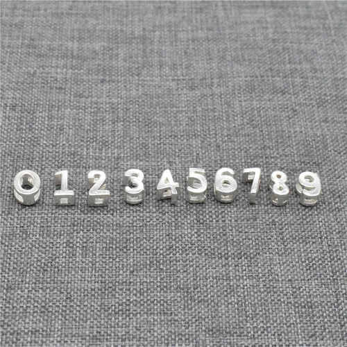10 Sterling Silver Shiny Number Slider Beads 925 Silver for Bracelet ...