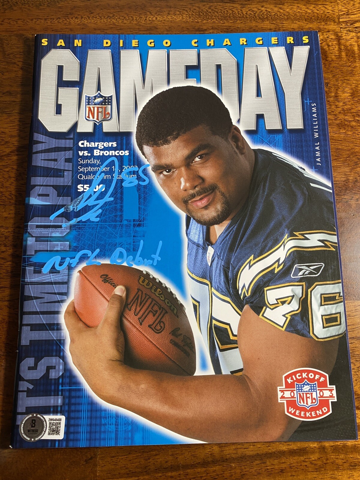 Antonio Gates Autographed NFL Debut Game Program Chargers VS Broncos ...