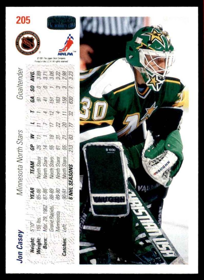 1991-92 Upper Deck Jon Casey #205 | eBay