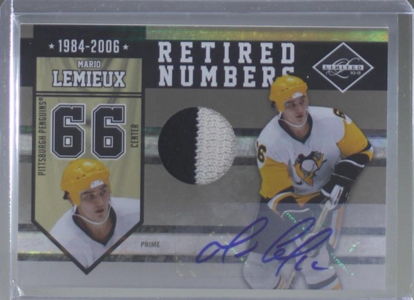 2010-11 Limited - Retired Numbers Material Signatures #7 Mario Lemieux ...
