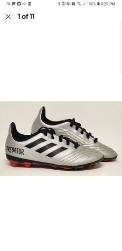 Adidas Youth Predator Soccer Cleat Silver Metallic Black Size 1 PBB ...