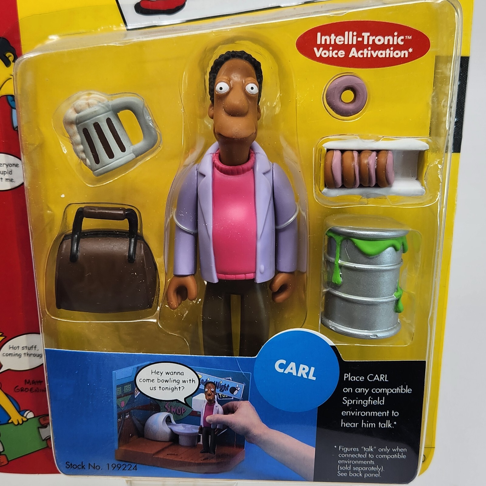 THE SIMPSONS 2001 INTERACTIVE CARL ACTION FIGURE NEW ON CARD SEALED ...