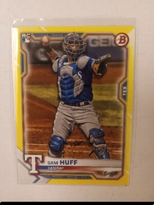 SAM HUFF 2021 Topps Bowman Rookie Card Yellow /75 #23 Texas Rangers | eBay
